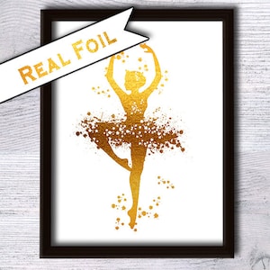 Ballerina Gold Foil Poster Ballerina Art Print Ballet Art Decor Ballet ...