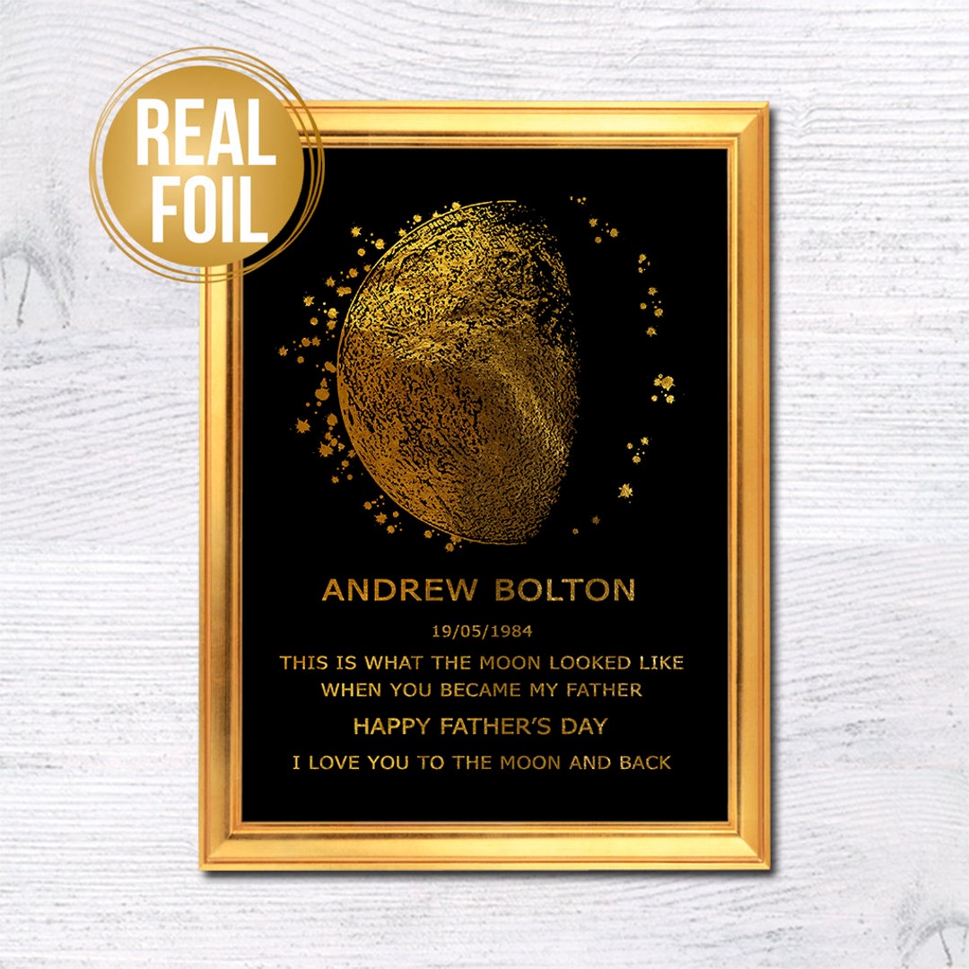 Father's Day Gift Custom Moon Phase Gold Foil Print Wall Art ...