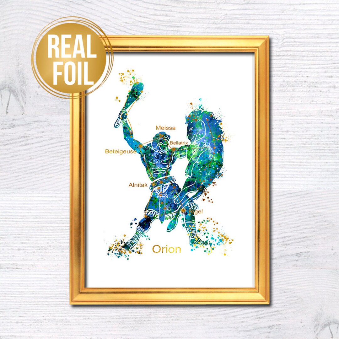 Orion Constellation Greek Hero Print Great Hunter Orion Greek Mythology ...
