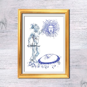 Perseus Print Greek Mythology Greek Hero Perseus Poster Gold Foil Art ...