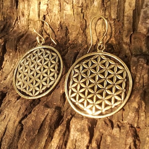 Earrings Mandala Big Symbol Brass Spirit Spirituality Creation Psy Goa ...