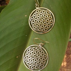 Earrings Mandala Big Symbol Brass Spirit Spirituality Creation Psy Goa ...