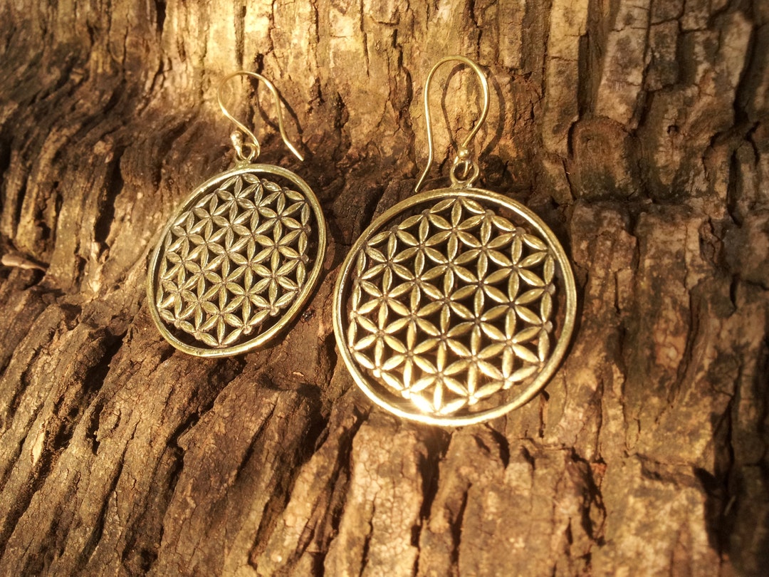Earrings Mandala Big Symbol Brass Spirit Spirituality Creation Psy Goa ...
