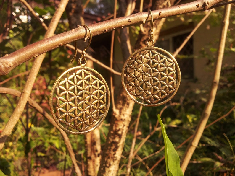 Earrings Mandala Big Symbol Brass Spirit Spirituality Creation Psy Goa ...