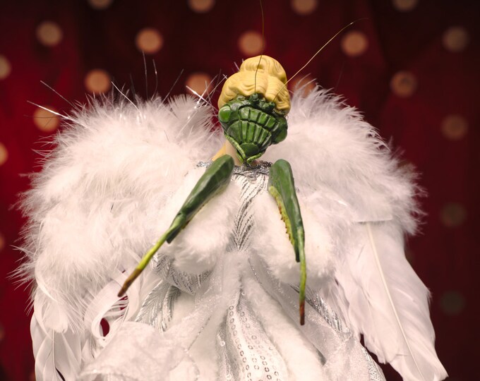 Praying Mantis Angel Christmas Tree Topper- Altered Porcelain Figurine ...