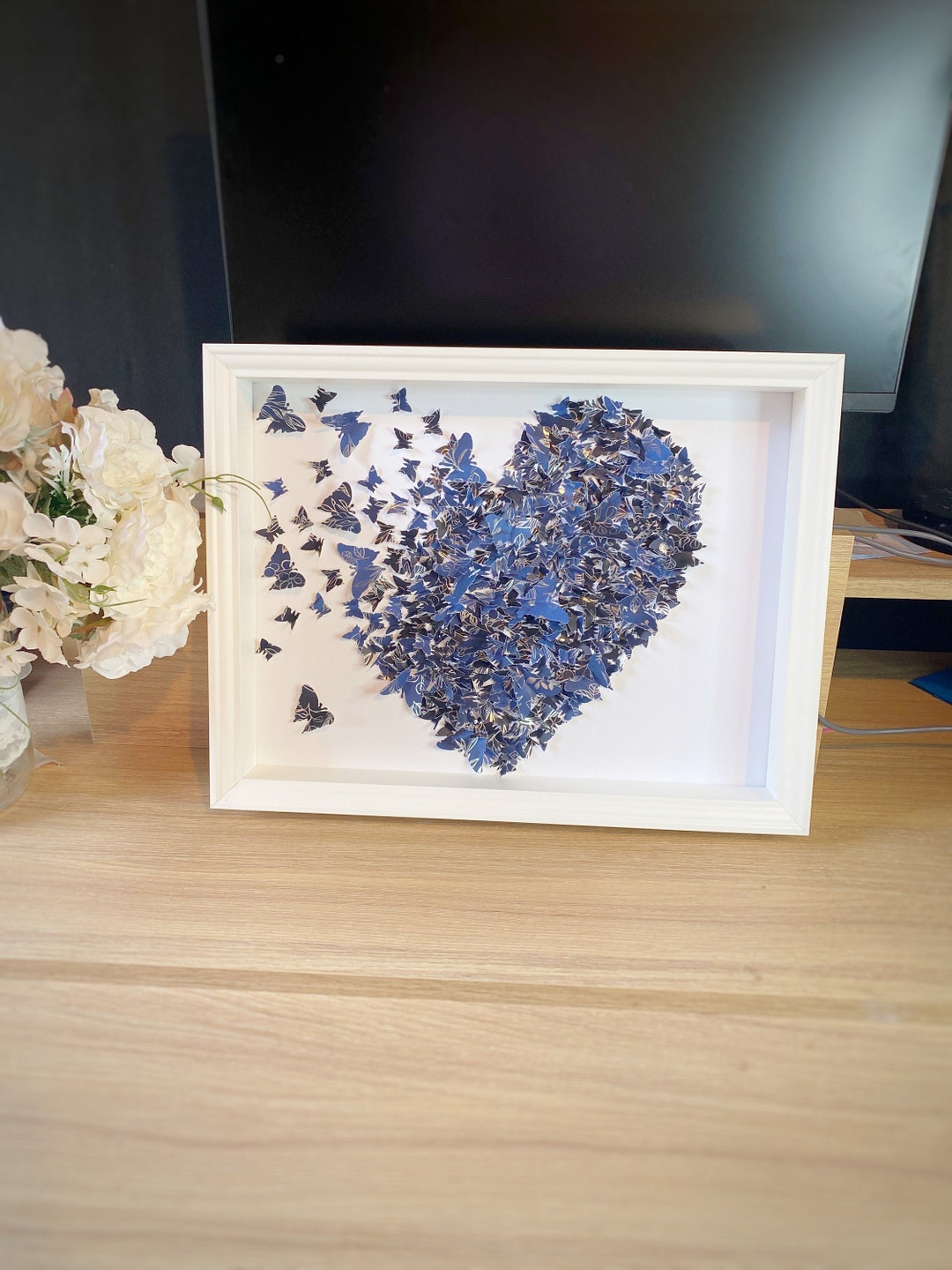Blue Butterflies Heart Art/ Wall ART/ 3D Paper Art/ Handmade Décor ...