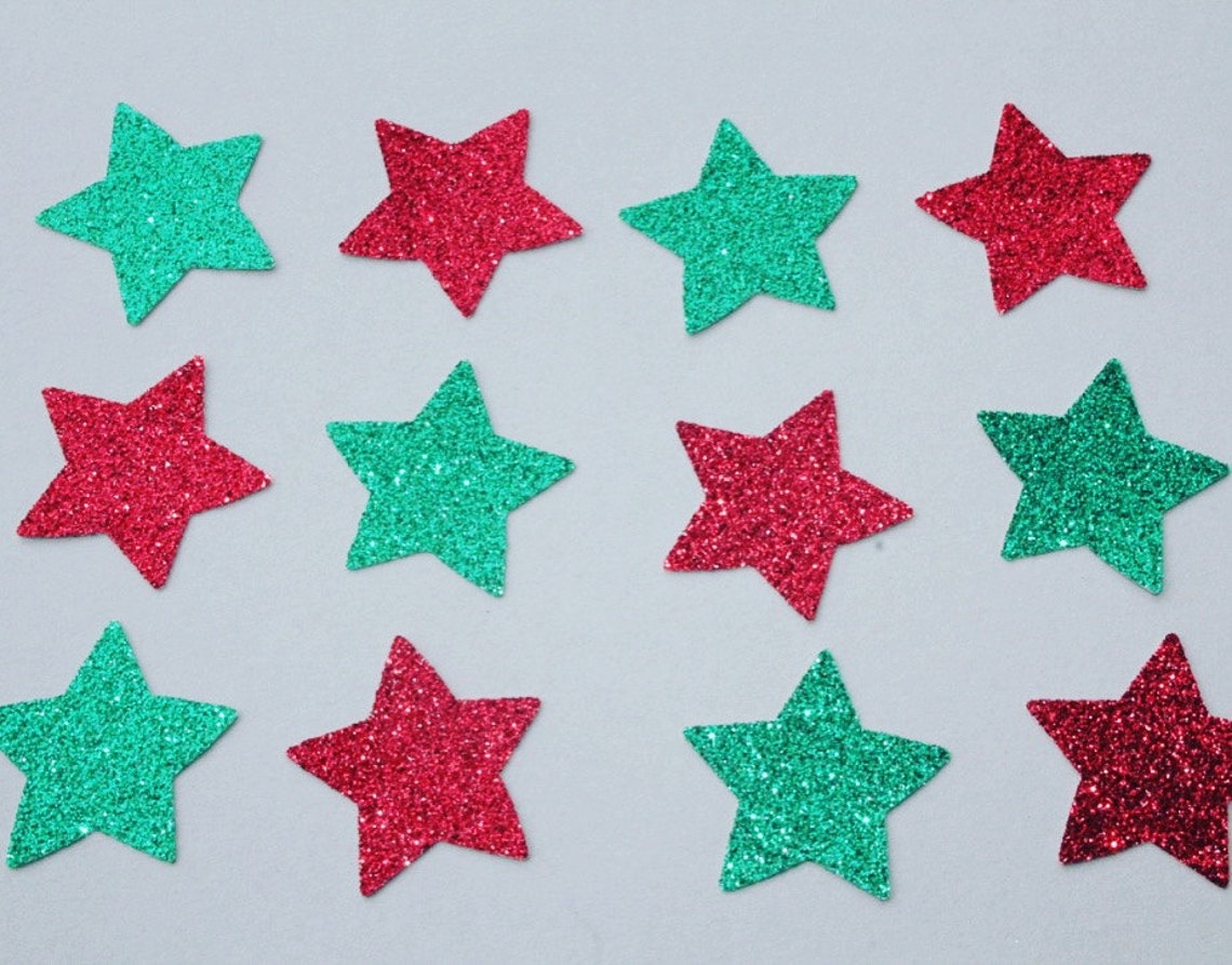 50 Glitter Stars Die Cut Glitter STARS Paper Confetti - Etsy