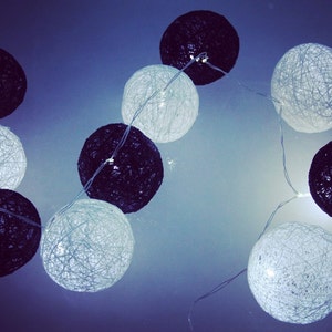 Handmade Cotton Light Balls, LED 20/10 Cotton Balls String/white/black ...