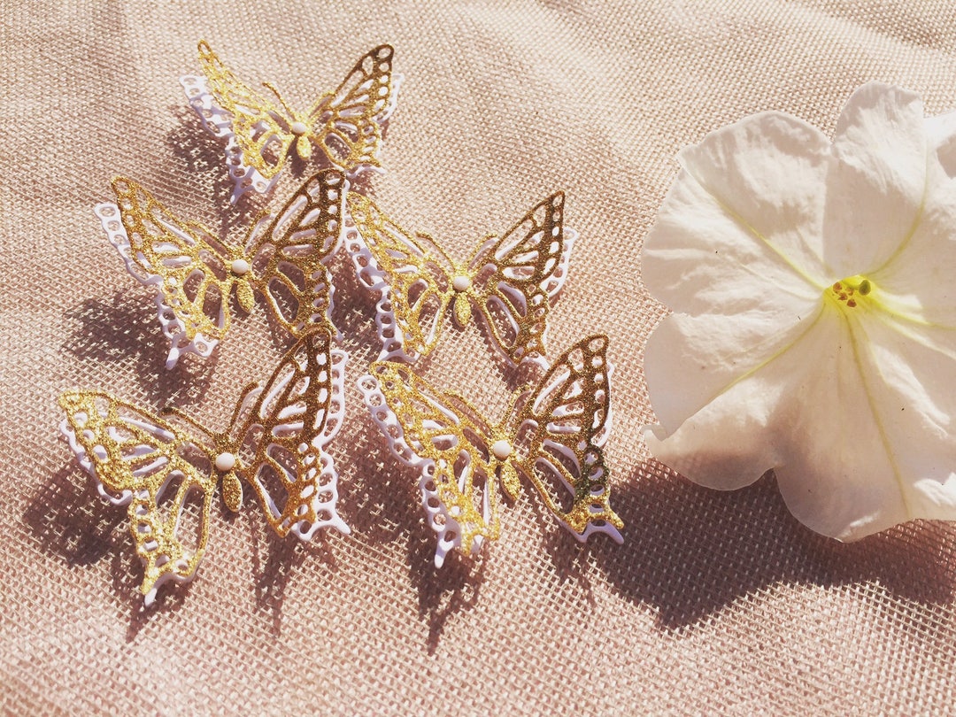 30 Pcs. Glitter Gold Butterflies/ Paper Butterflies/ Butterflies DIE ...