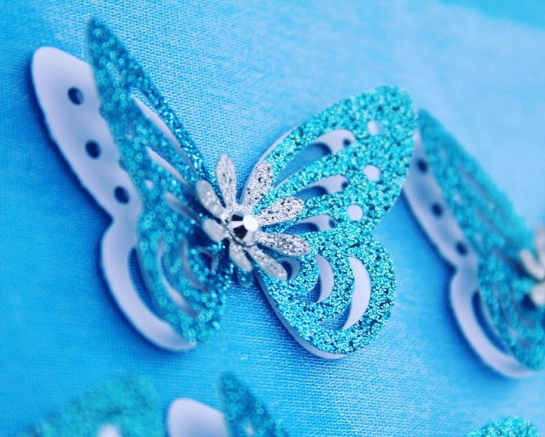 Glitter BLUE Butterflies/ 3D Paper Butterflies/ Butterflies | Etsy