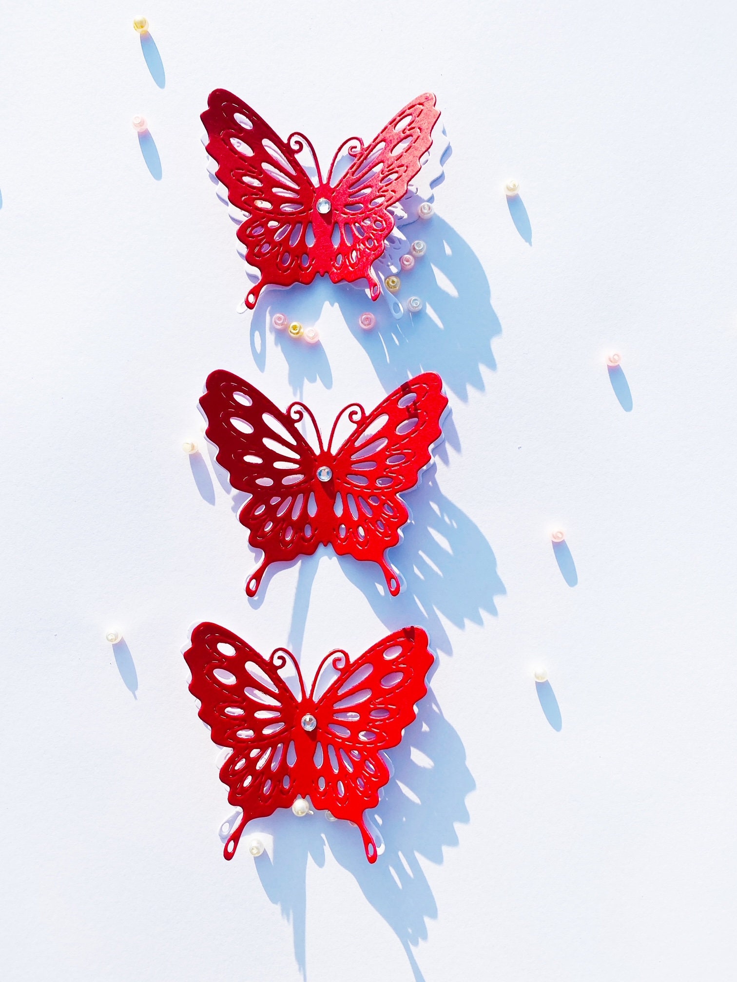 30 Pcs. Red White Butterflies/ Paper Butterflies/ Butterflies | Etsy