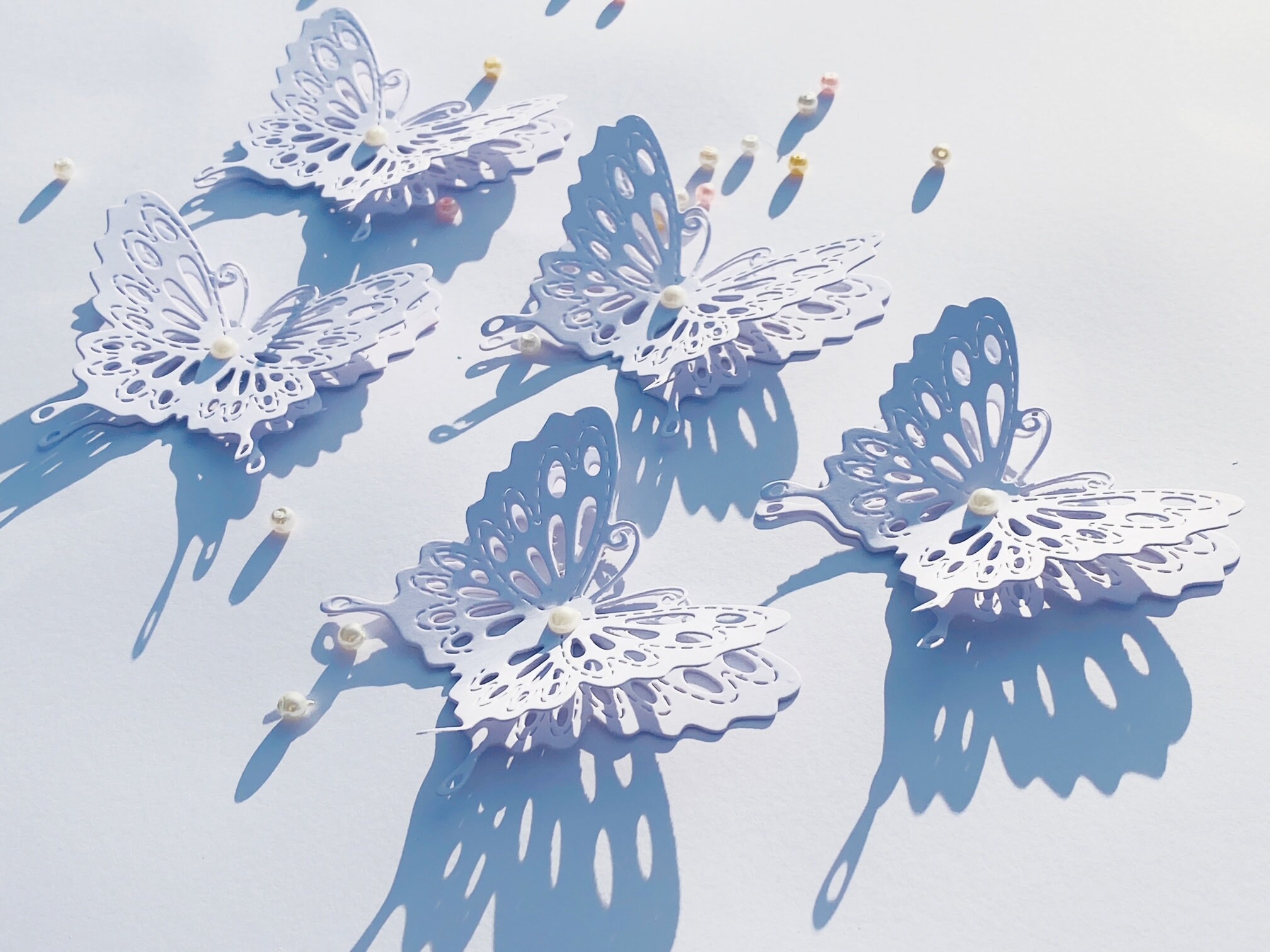 30 Pcs. White Butterflies/ Paper Butterflies/ Butterflies DIE CUT ...