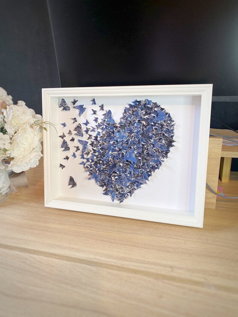 Blue Butterflies Heart Art/ Wall ART/ 3D Paper Art/ Handmade Décor ...