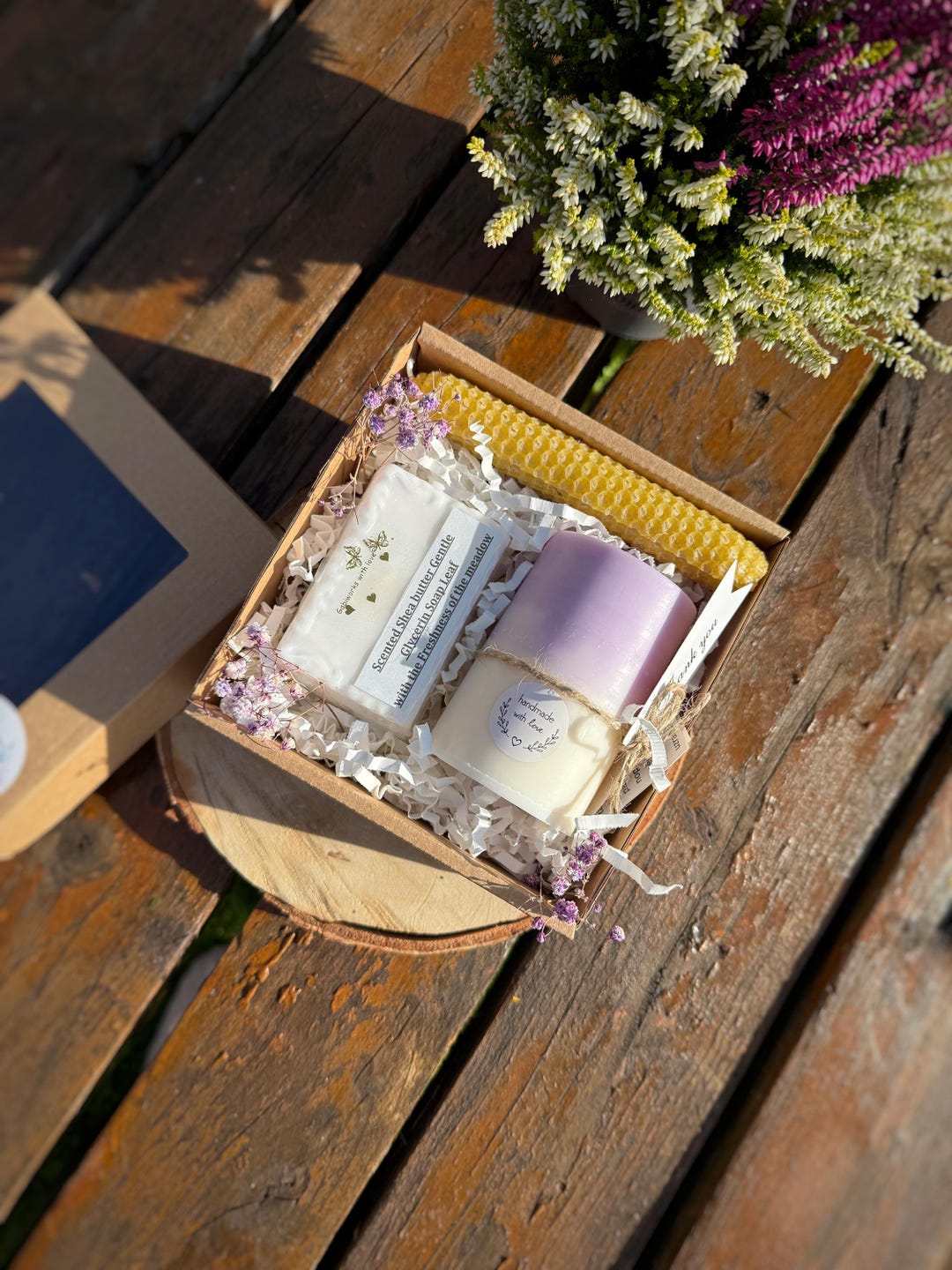 Organic Gift Set of 3 | One Soy Candle, One Beewax Candle, Natural Soap ...