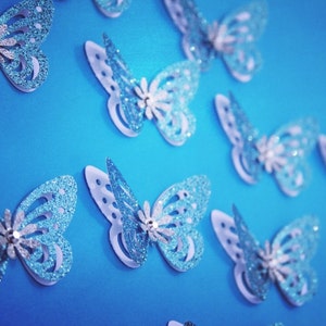 Glitter BLUE Butterflies/ 3D Paper Butterflies/ Butterflies DIE CUT ...