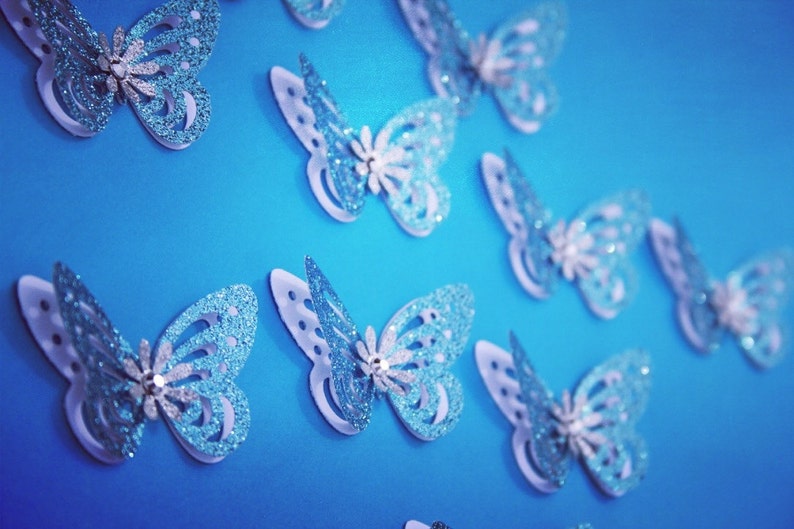 Glitter BLUE Butterflies/ 3D Paper Butterflies/ Butterflies | Etsy