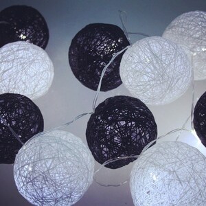 Handmade Cotton Light Balls, LED 20/10 Cotton Balls String/white/black ...