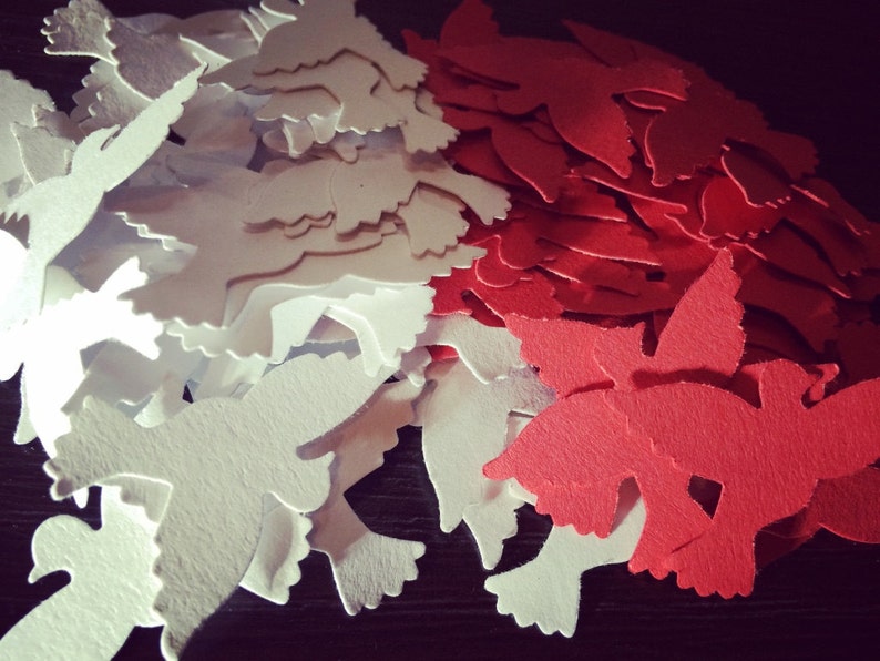 Dove Paper Punch Dove Paper Die Cut White and Red Doves | Etsy