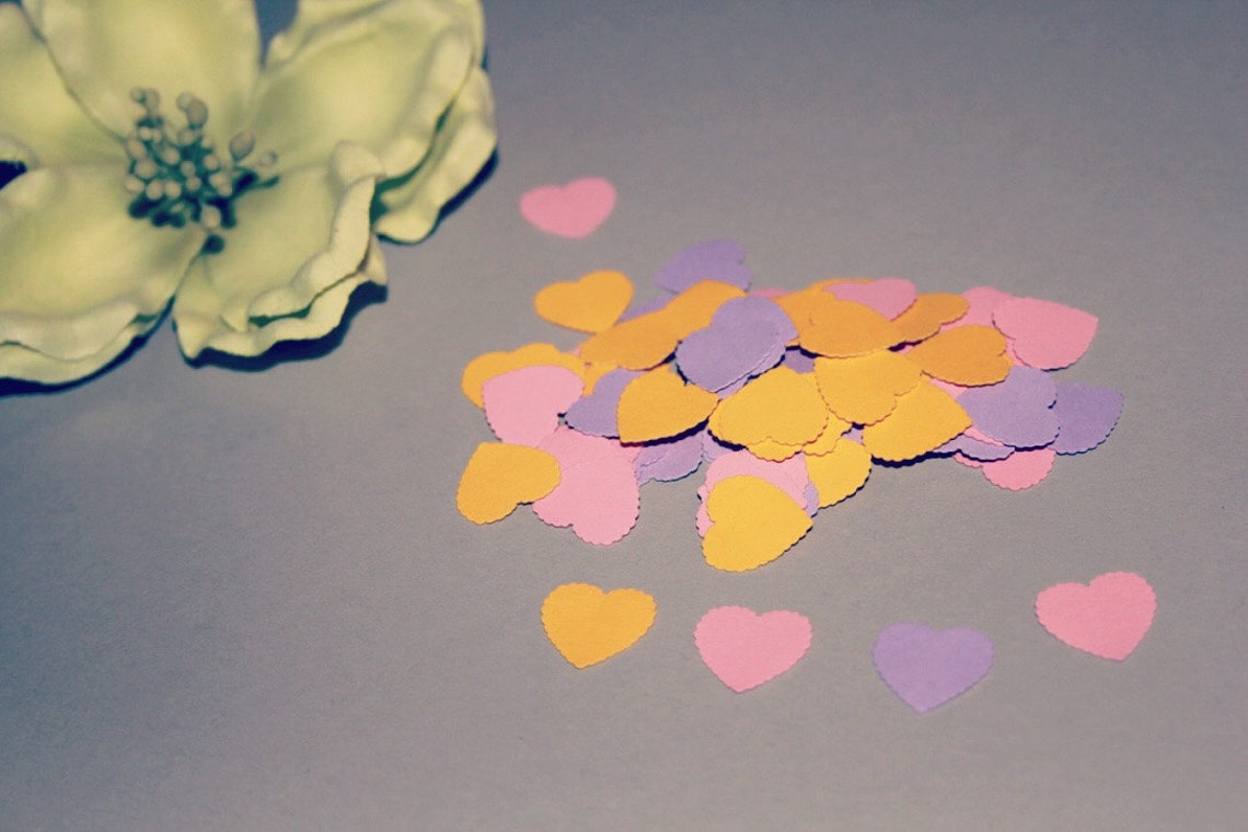 Small Scalloped Paper Hearts, Paper Die Cut, Paper Confetti, Hearts for ...