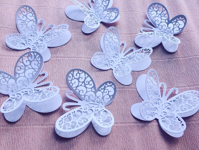 25 Pcs. White Butterflies/ Paper Butterflies/ Butterflies DIE CUT ...