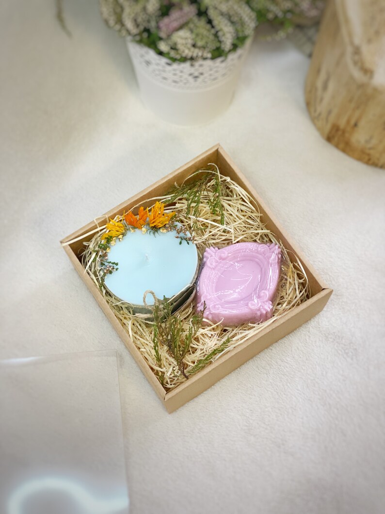 100% Organic Gift Set of 2 | One Soy Candle, Natural Soap/ Eco Gifts ...