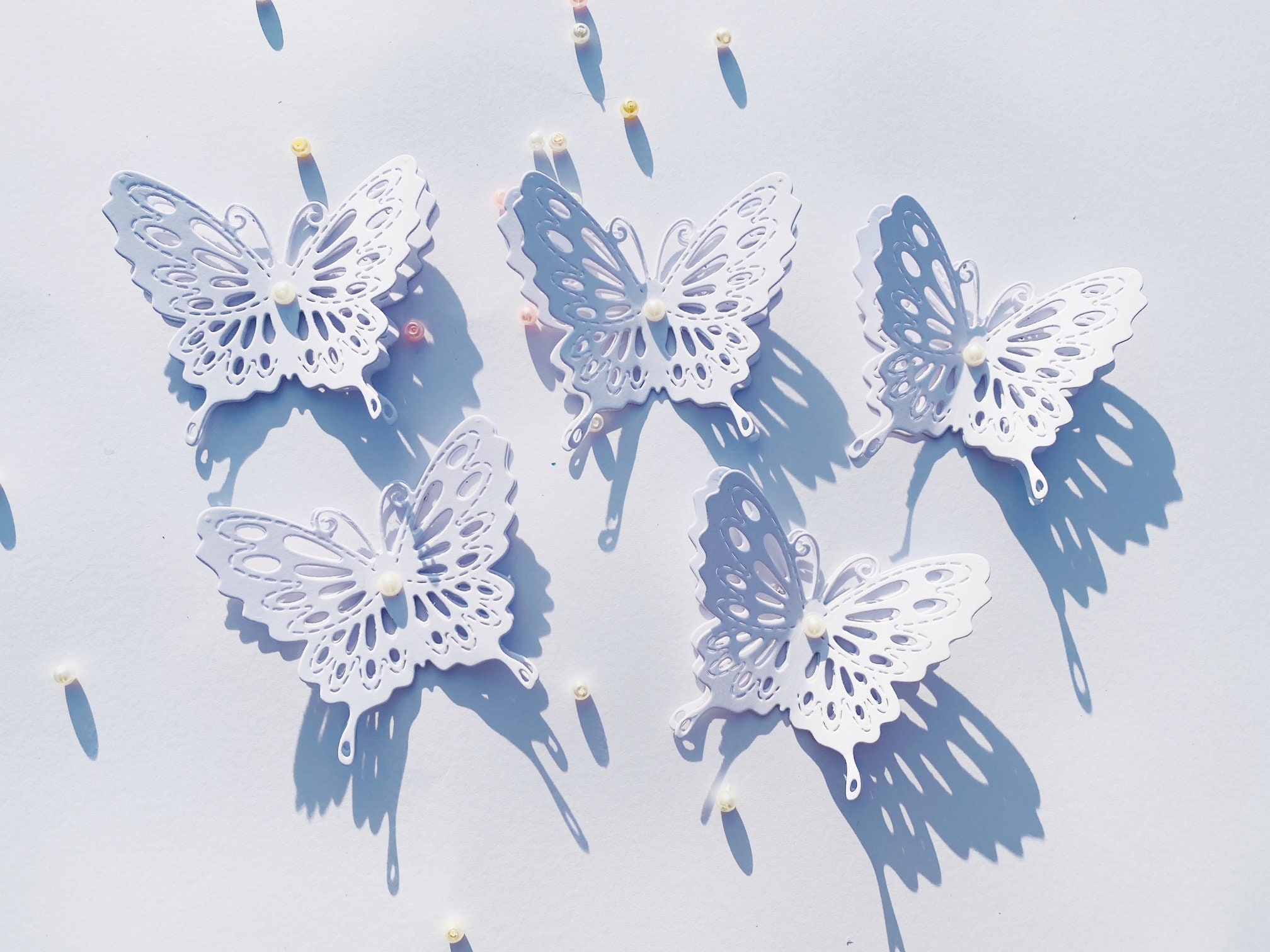 30 Pcs. White Butterflies/ Paper Butterflies/ Butterflies DIE CUT ...