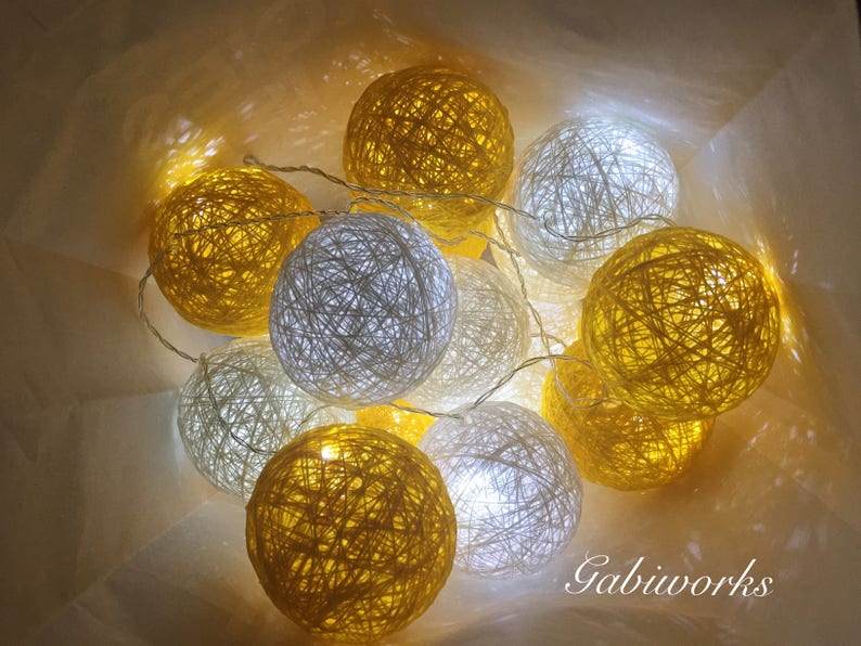 Handmade Cotton Light Balls, LED 20/10 MIX Cotton Balls String, Kid ...