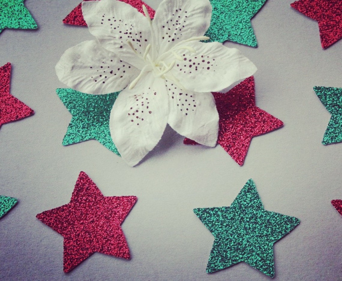 50 Glitter Stars Die Cut Glitter STARS Paper Confetti - Etsy