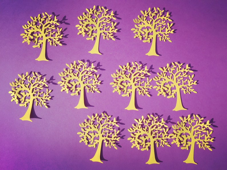 30 Pcs. Yellow TREE Die Cut Paper Tree Paper Confetti Tree | Etsy