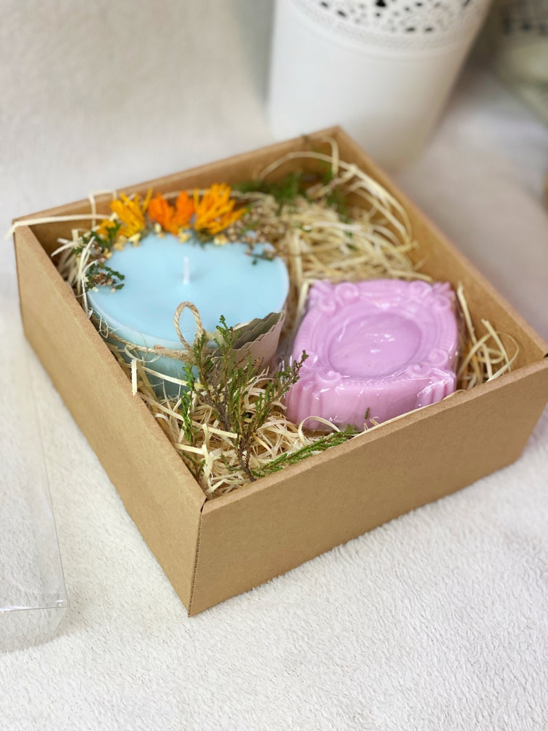 100% Organic Gift Set of 2 | One Soy Candle, Natural Soap/ Eco Gifts ...