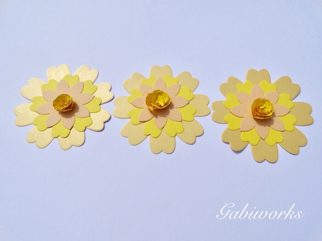 10 Pieces Matt Gold FLOWERS Die Cut, Yellow FLOWERS, FLOWERS for ...