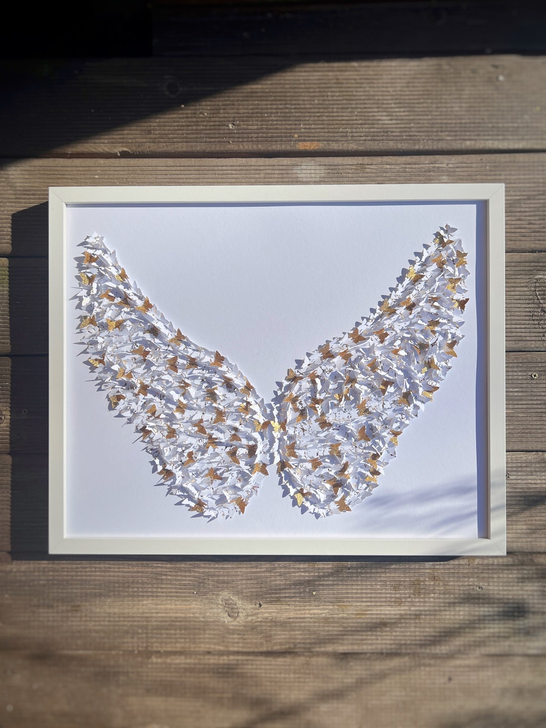 White/gold Butterflies ANGEL WINGS Wall ART| 3D Paper Art|butterflies ...