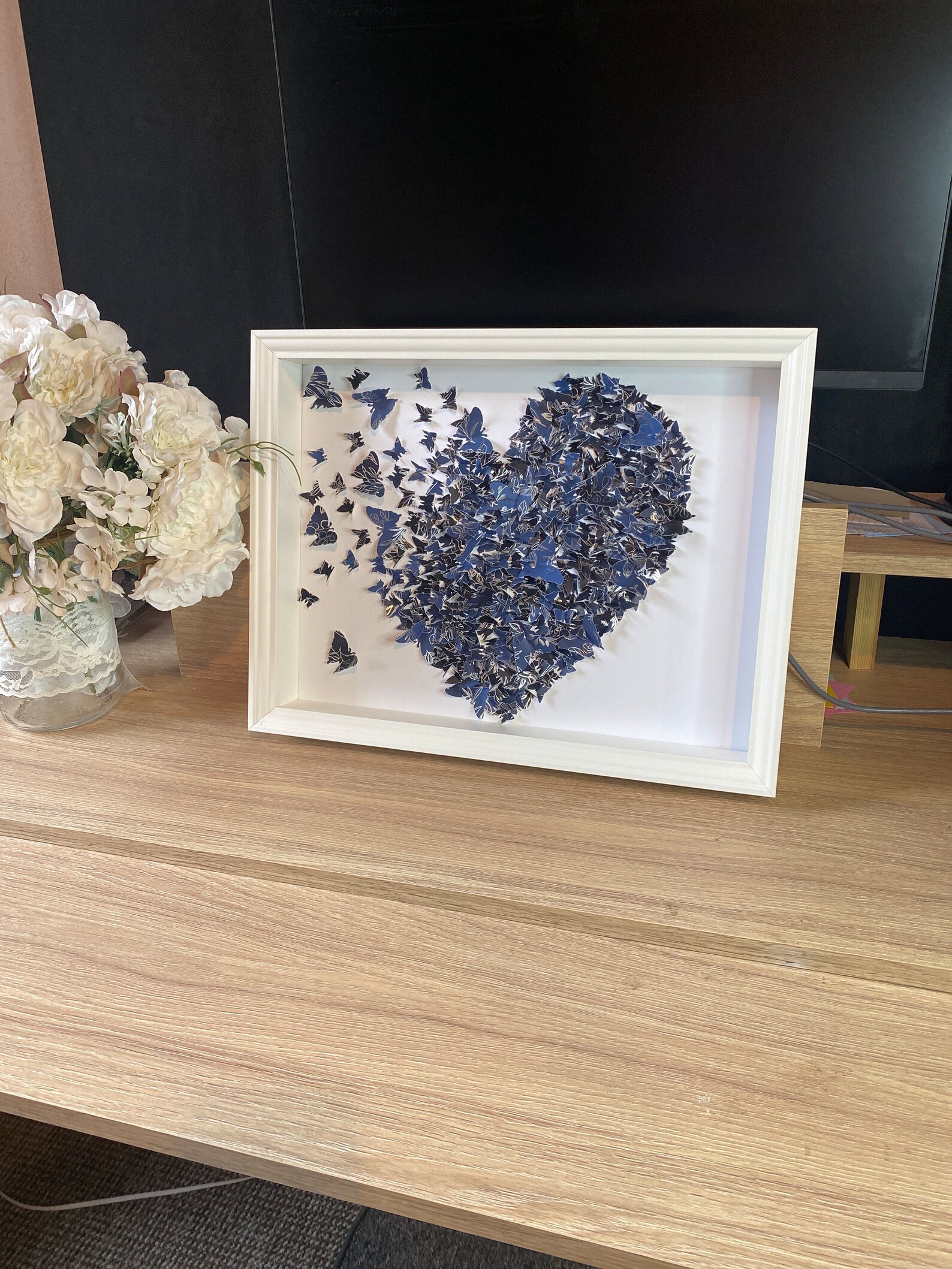Blue Butterflies Heart Art/ Wall ART/ 3D Paper Art/ Handmade Décor ...