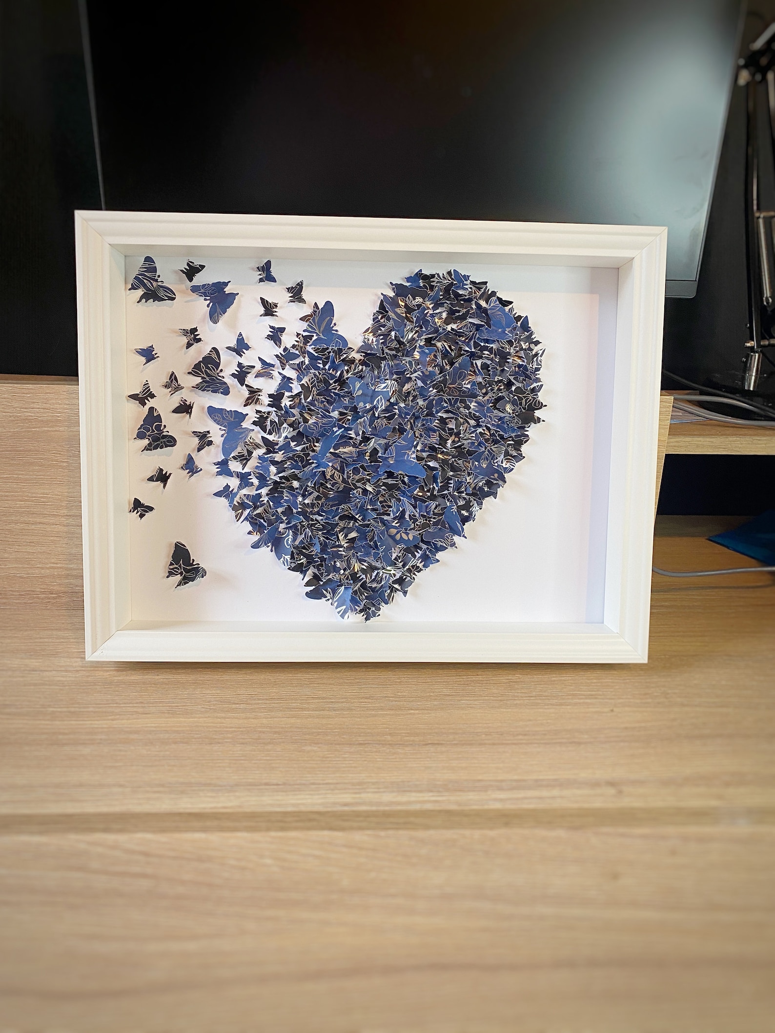 Blue Butterflies Heart Art/ Wall ART/ 3D Paper Art/ Handmade Décor ...