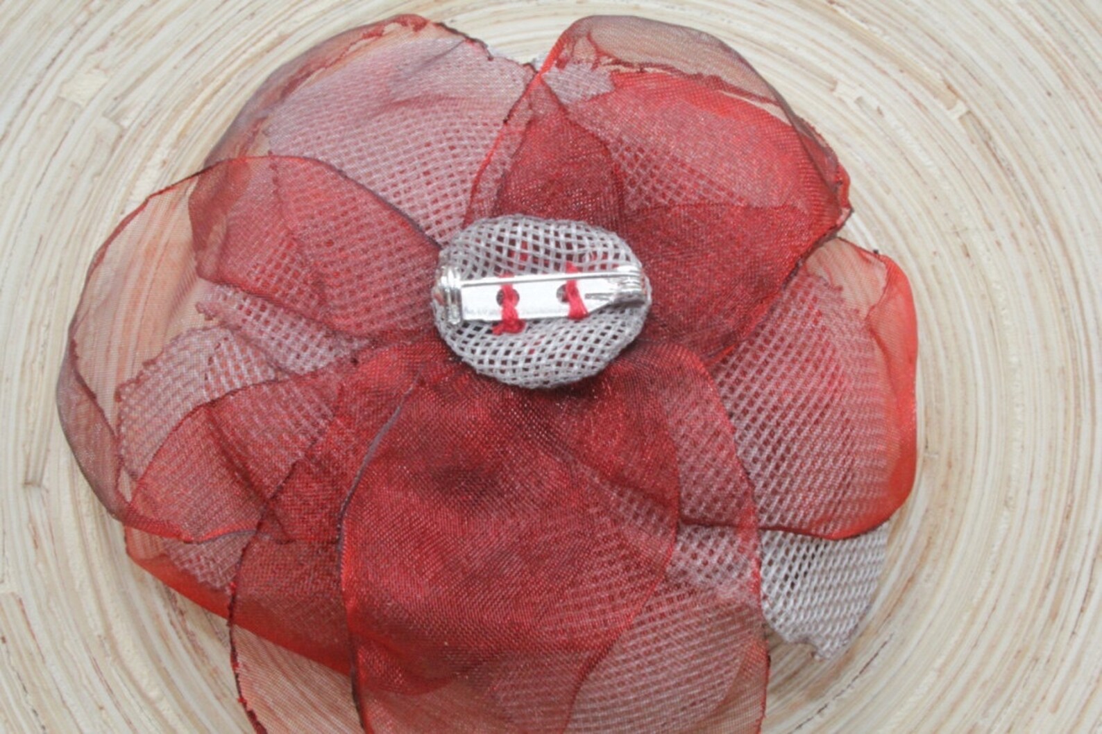 RED FABRIC FLOWER, Handmade Fabric Flower, Brooch, Red Flower Brooch ...