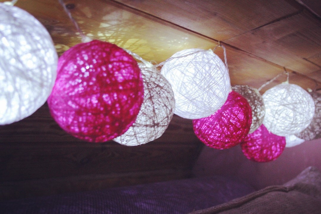 Handmade Cotton Light Balls, LED 20/10 MIX Cotton Balls String, Kid ...