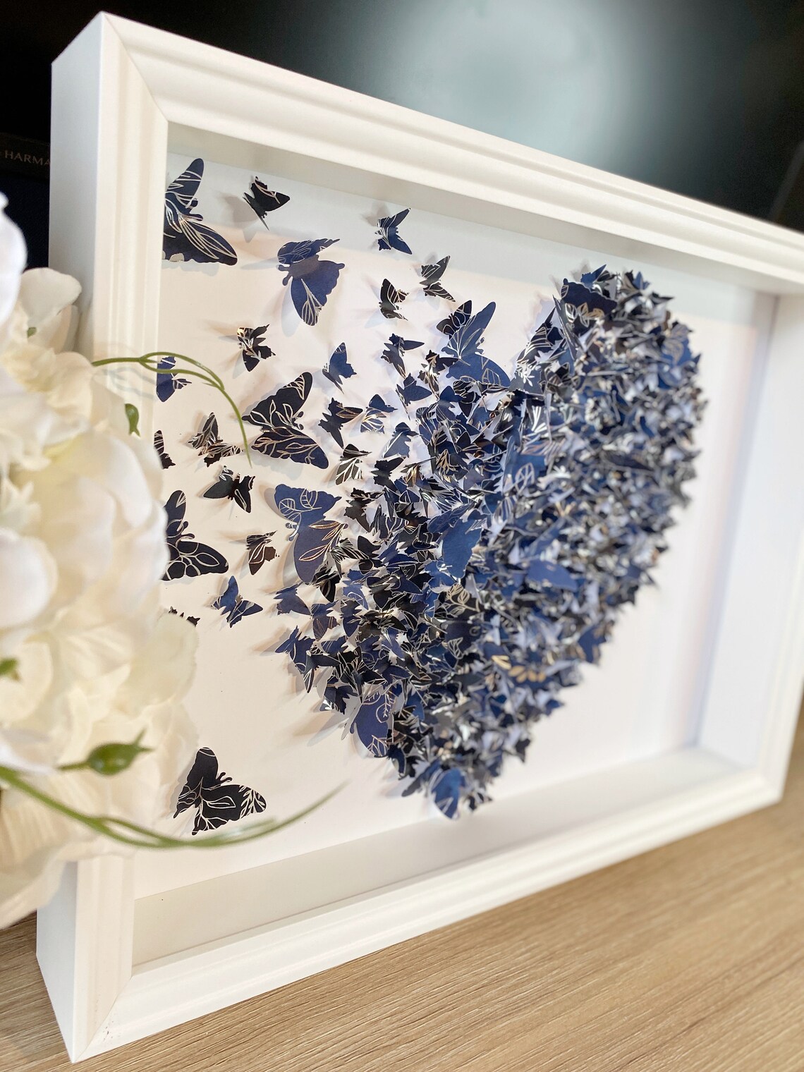 Blue Butterflies Heart Art/ Wall ART/ 3D Paper Art/ Handmade Décor ...