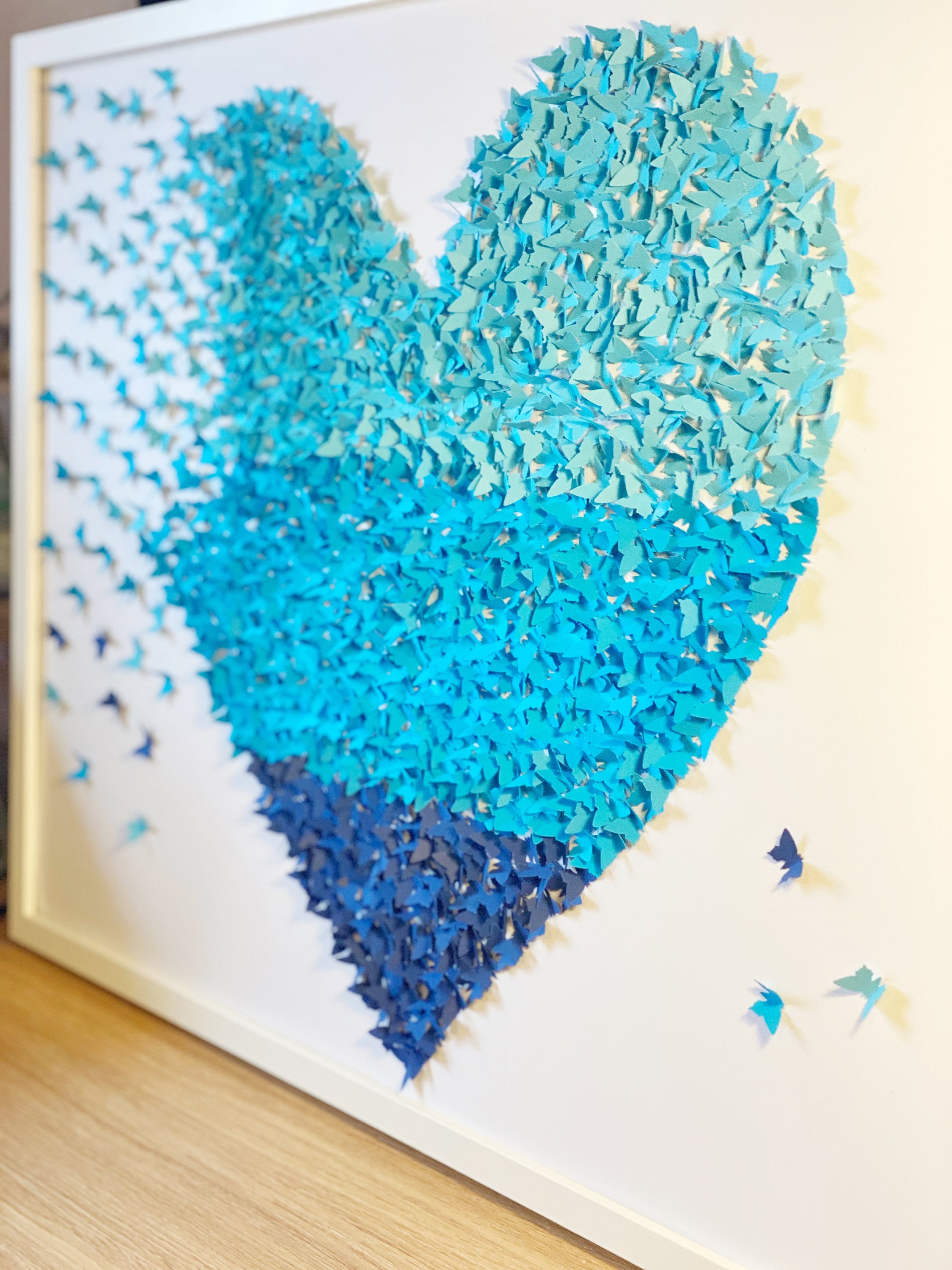 Blue Butterfly Heart, 3D Paper Art, Handmade Wall Decor - Etsy