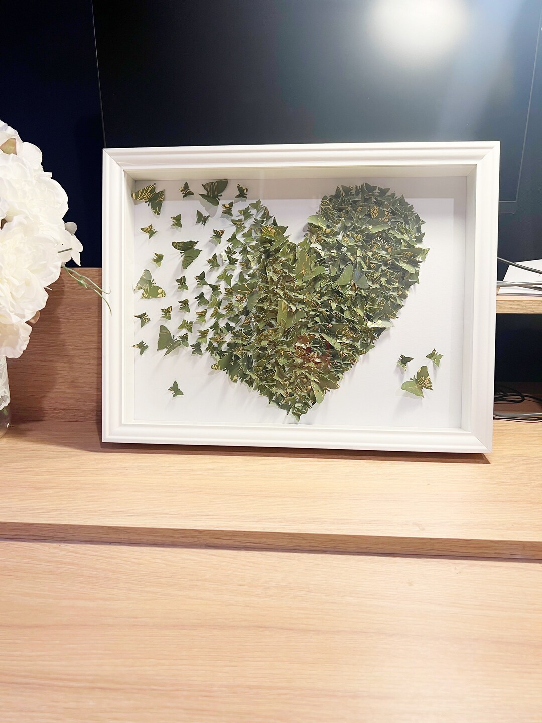 3D Butterfly Heart Wall Art, Green & Gold Handmade Decor - Etsy