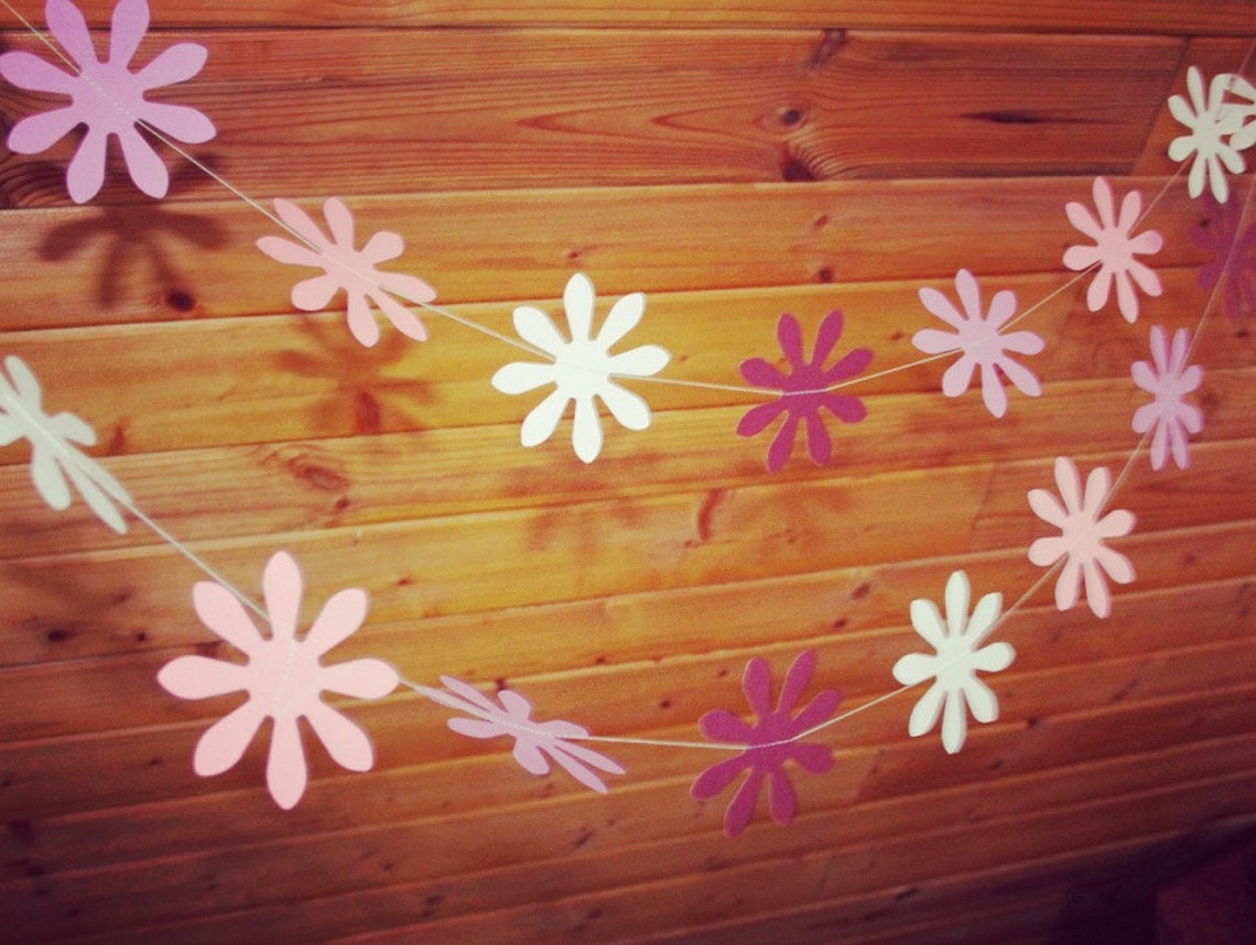 Pink, White, Violet Paper FLOWERS Garland/ Birthday Garland/ Wedding ...