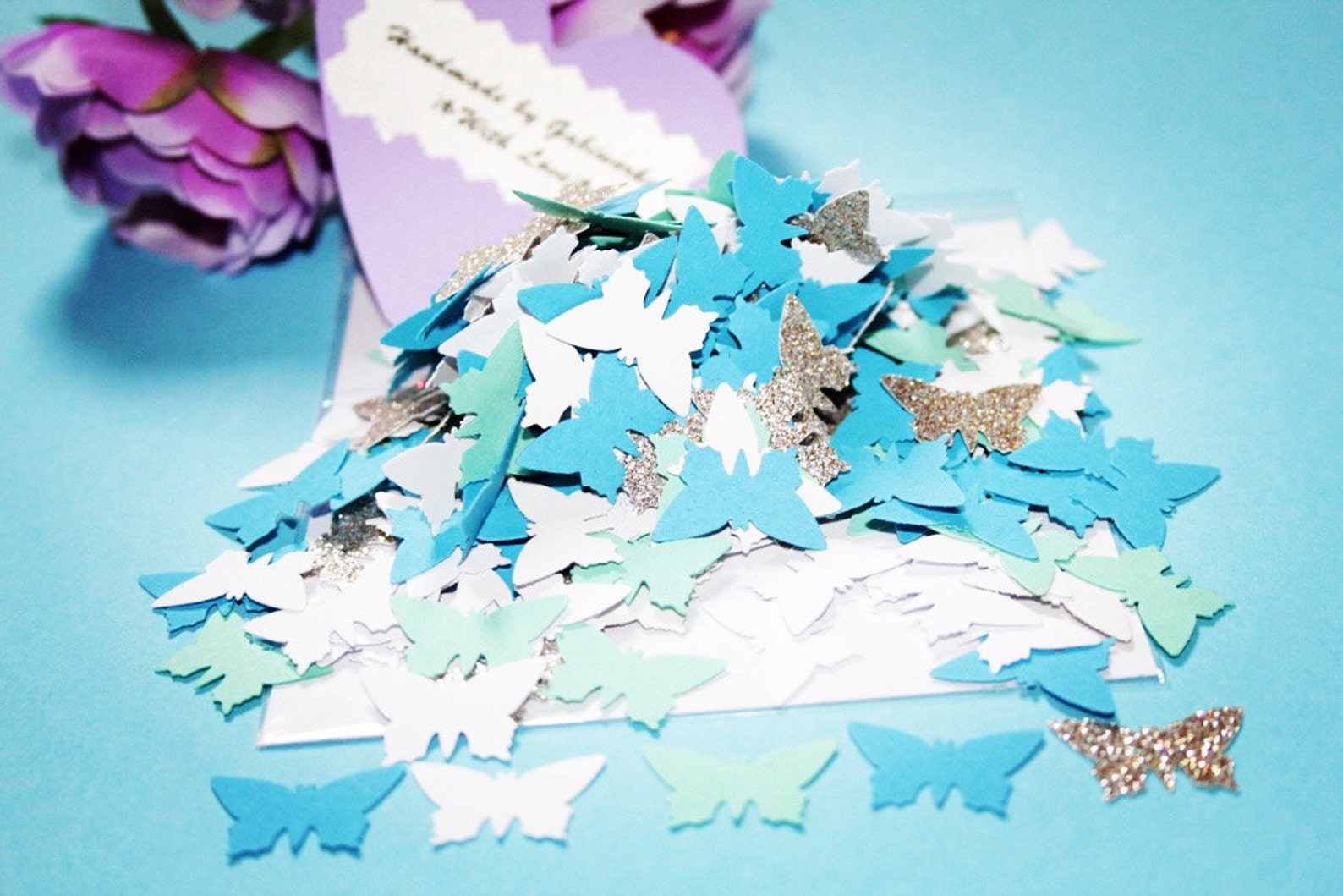 200 Butterflies Paper Punch Blue/ White/turquoise/ Glitter - Etsy