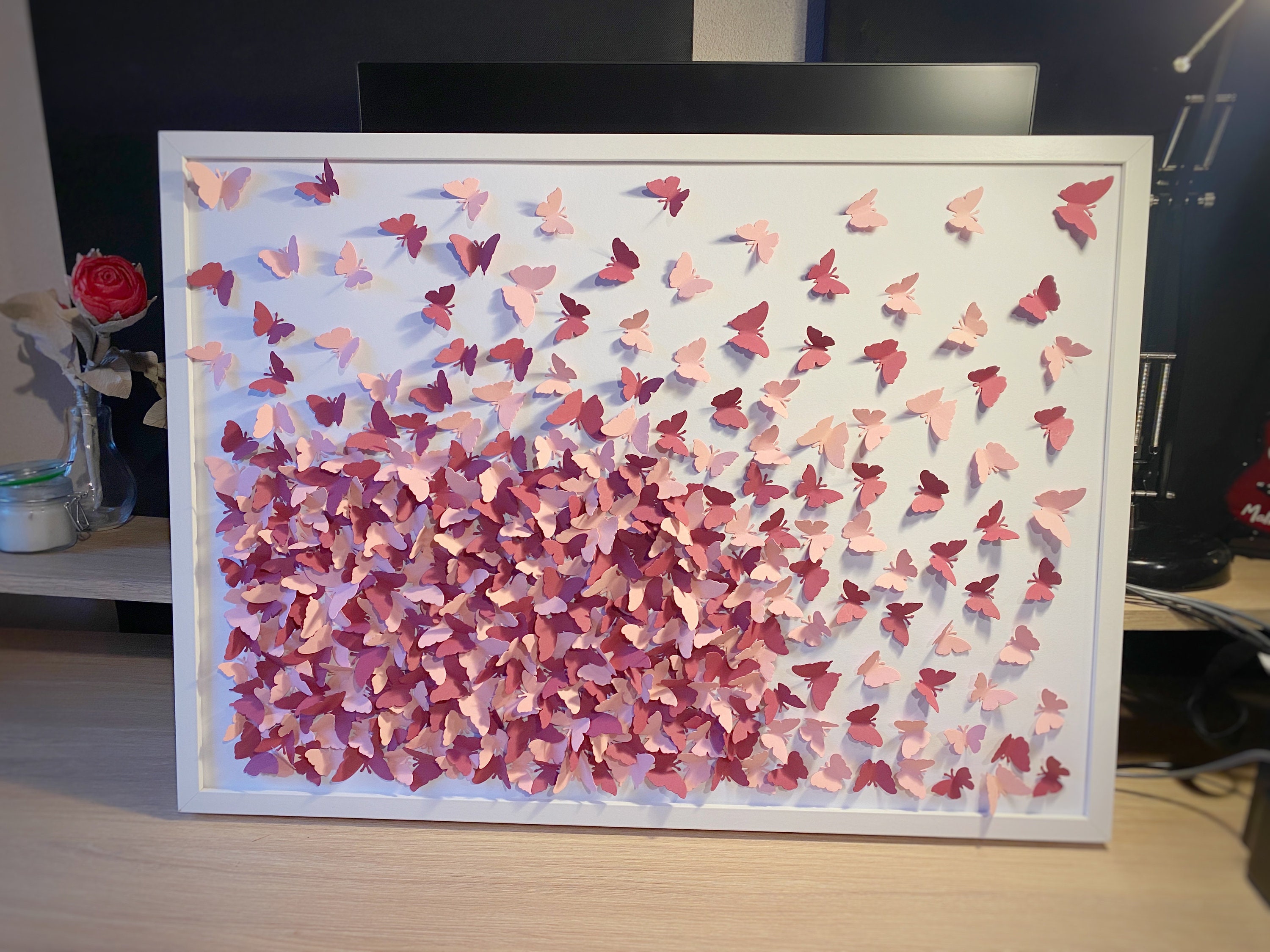 Pink Mix Butterflies Wall ART 3D Paper Art Handmade Décor - Etsy