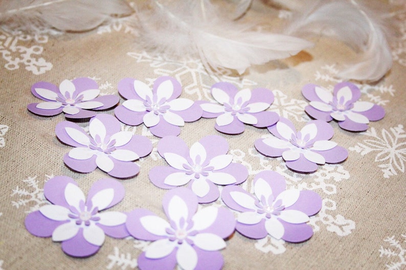 50 Pieces Light Purple FLOWERS Die Cut, White Paper FLOWERS, Paper ...