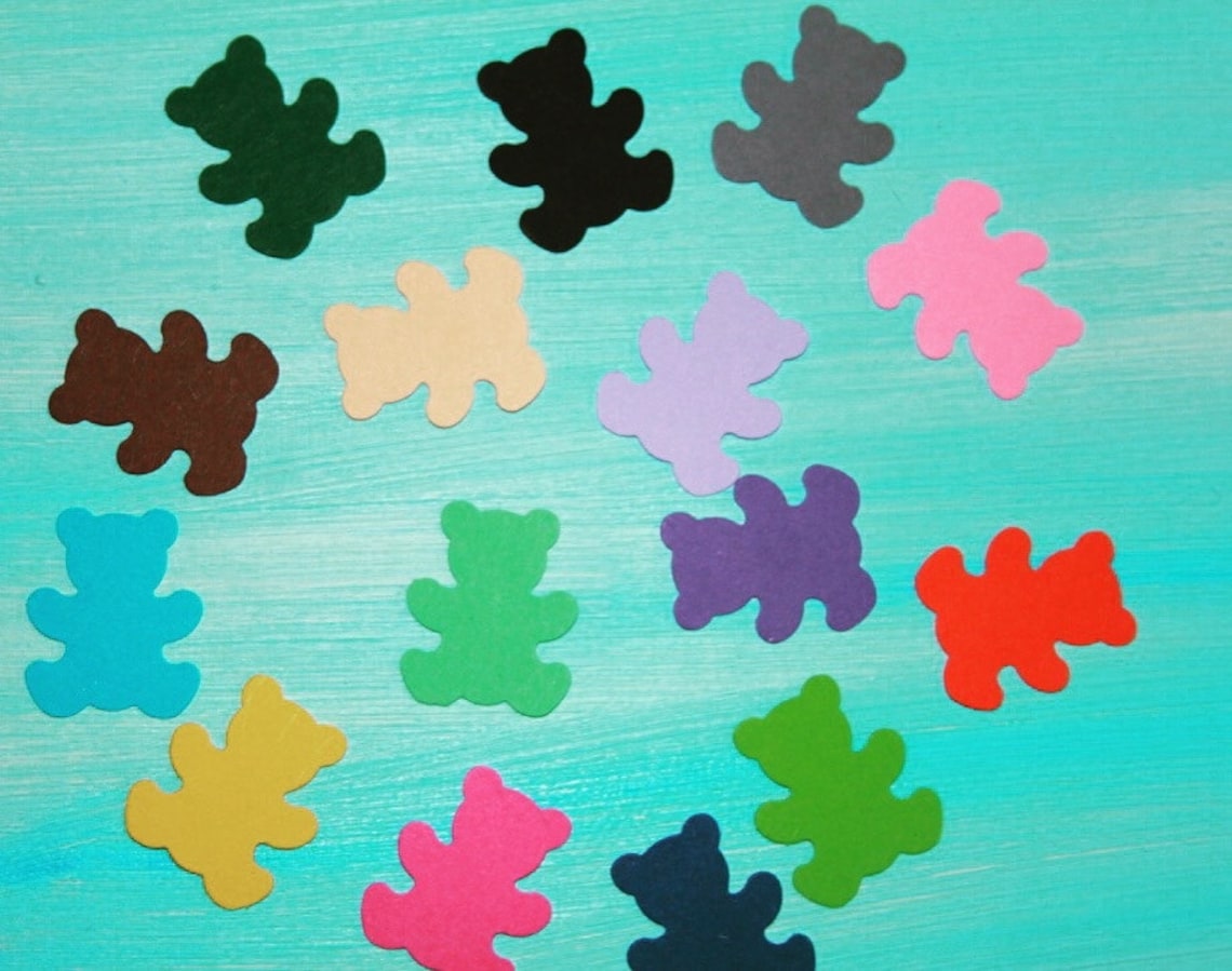 100 Teddy BEAR Die Cut Colorful Paper BEARS Paper Confetti | Etsy