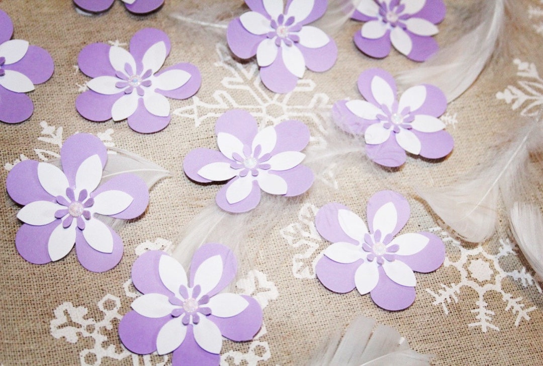 50 Pieces Light Purple FLOWERS Die Cut, White Paper FLOWERS, Paper ...