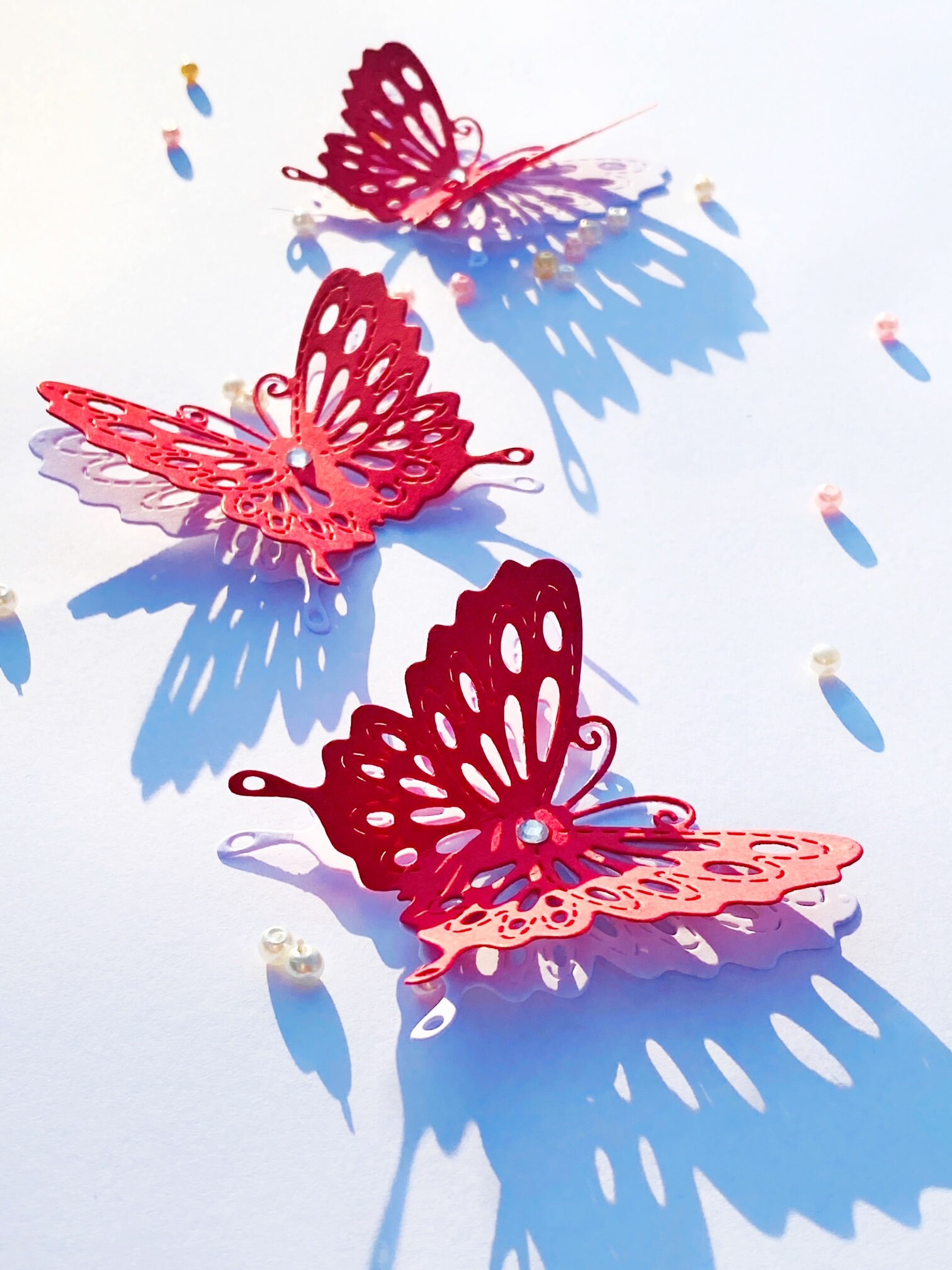 30 Pcs. Red White Butterflies/ Paper Butterflies/ Butterflies | Etsy