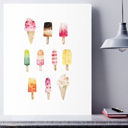 Popsicle Art Print Ice Cream Print Popsicle Printable - Etsy