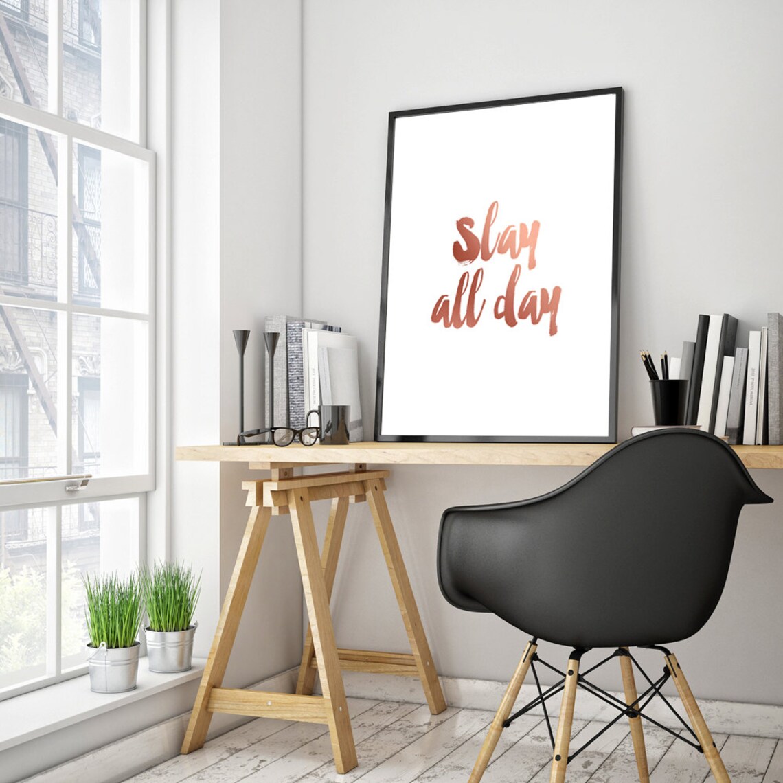 Slay All Day Rose Gold Art I Slay Printable Wall Art - Etsy