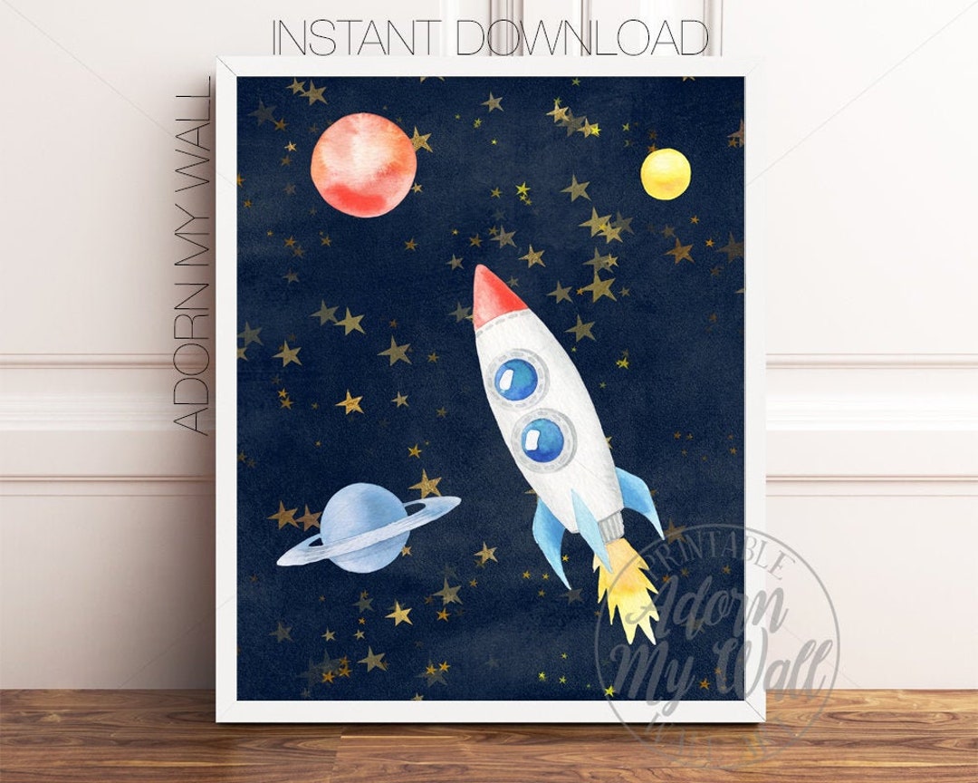 Rocket Printable Space Print Kids Space Rocket Wall Art - Etsy