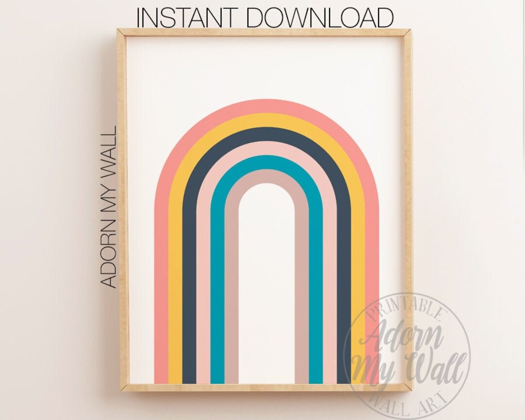 Rainbow Printable Rainbow Print Pink Rainbow Nursery Wall - Etsy